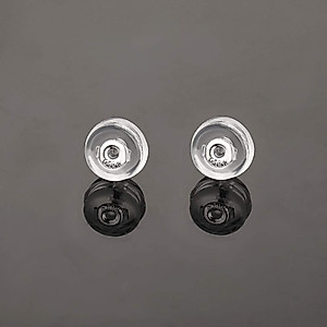 Silicone Earring Backs Replacement | Comfortable Rubber Earring Backings for Stud | Clear Plastic Soft Flat Earing Backs Secure Safety Locking (1 Pair 14K White Gold)