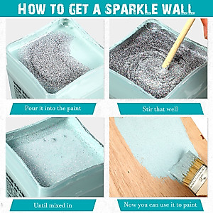 500g Glitter Paint Additive Silver Holographic Glitter Paint Additive Silver Holographic Metallic Glitter Powder Mix with Acrylic Paint for Interior Exterior Wall Ceiling Wood