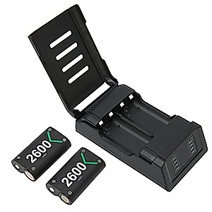 Rechargeable Controller Battery Pack for Xbox One, 2x2600mAh Fast Charging Batteries Pack with Charger High-Capacity Battery Packs for Xbox One S for Xbox Series X S