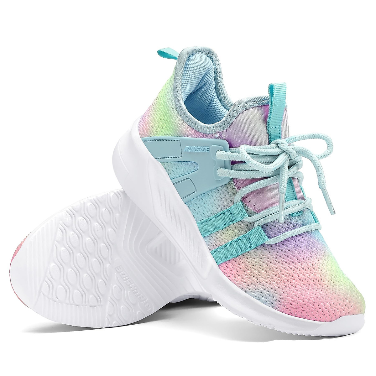 RUNSIDE Girls Tennis Shoes Lightweight Sports Kids Sneakers Lace-up for Running/Walking, Toddler/Little Kid/Big Kid Gradient Blue