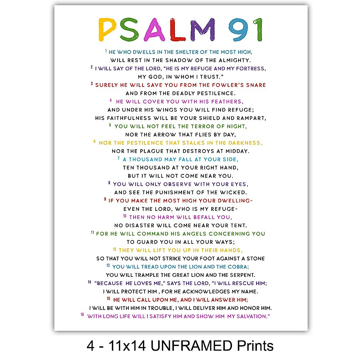 LARGE 11x14 - Ten Commandments Wall Decor - Psalm 91 - Lords Prayer Wall Art - Religious Wall Decor - Christian Wall Art - Beatitudes Wall Art - Catholic Gifts - God Bible Verses - Scripture Wall Art