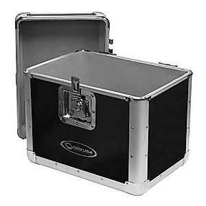 Odyssey KROM Series Record Utility Case for 70 Individual 12" Vinyl Records and LPs with Foam-Lined Interior, Secure Lock, and Handle, Silver