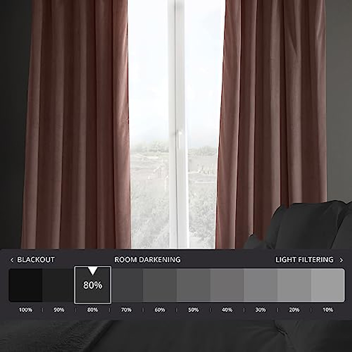 HPD Half Price Drapes Heritage Plush Velvet Curtains 96 Inches Long Room Darkening Curtains for Bedroom & Living Room 50W x 96L, (1 Panel), Wild Rose