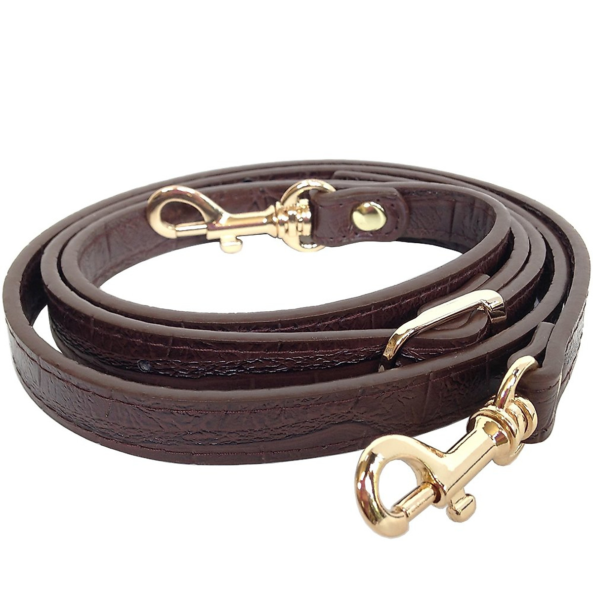 5/8” wide Brown Embossed Faux Croc Reptile Adj Replacement Cross Body Purse Strap