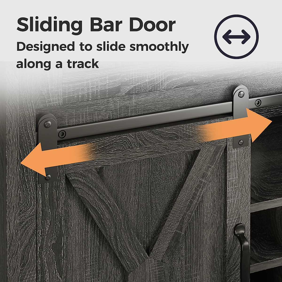 RoyalCraft Farmhouse Buffet Cabinet with Storage, 52'' Wine Bar Cabinet with Sliding Barn Door, Liquor Coffee Bar Cabinet and Sideboard for Kitchen, Dining Room, Rustic Dark Grey