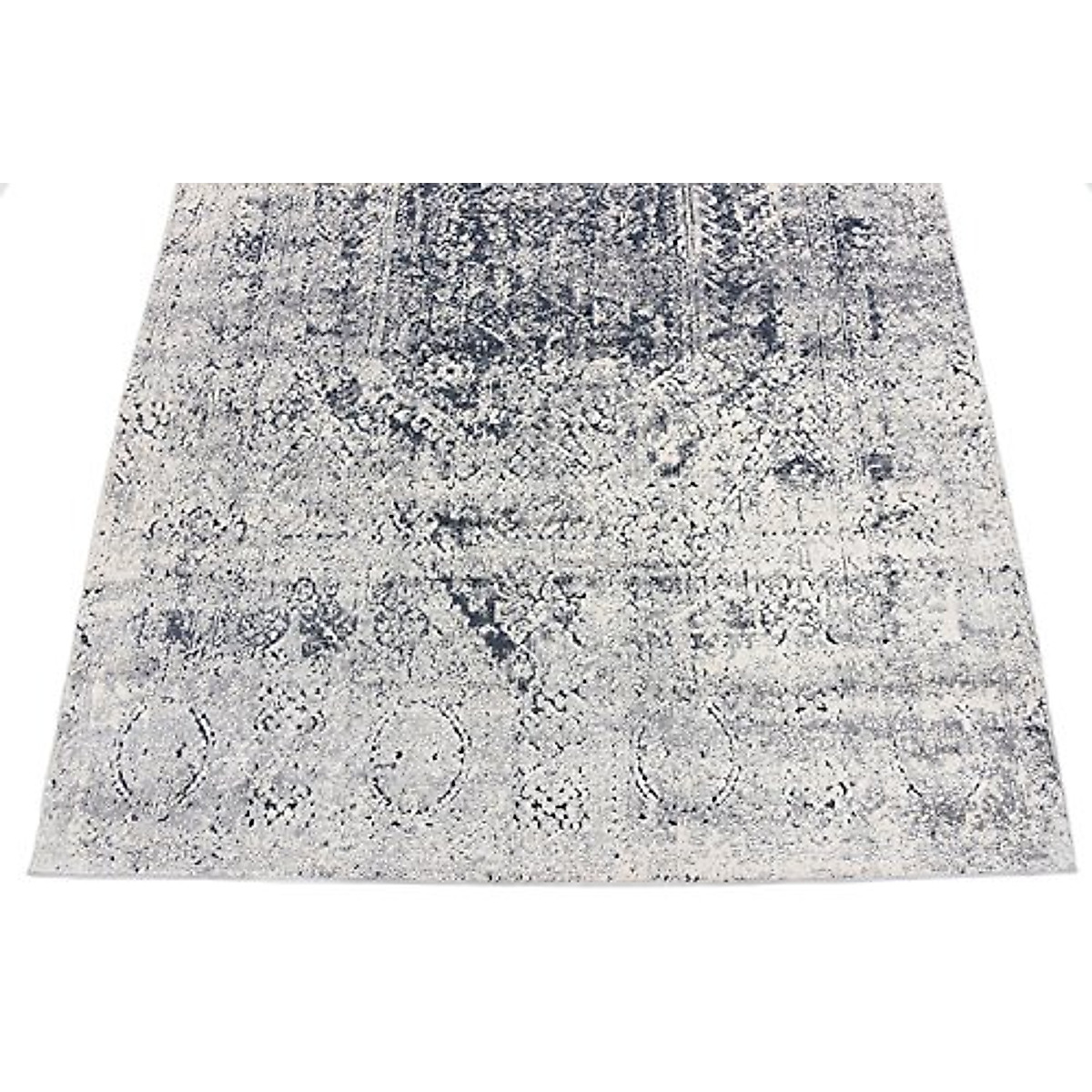 Unique Loom Chateau Collection Traditional, Vintage, Textured, Medallion, Distressed, Victorian Area Rug, 5 ft x 8 ft, Navy Blue/Beige