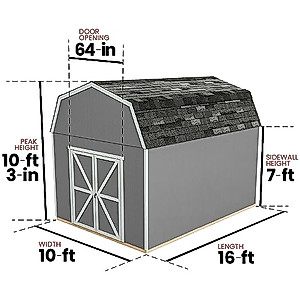 Handy Home Products Braymore 10x16 Do-It-Yourself Wooden Storage Shed with Floor