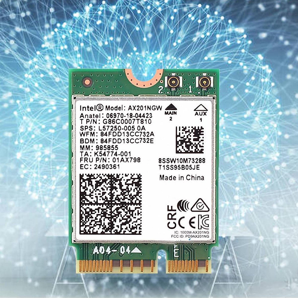 AX201NGW WiFi Card,WiFi 6E M.2 Laptop 2.4Gbps 802.11ax Wireless Intel AX201 Wireless Card 11AX WiFi Adapter with Bluetooth 5.3 MU-MIMO for Windows 10, 64-bit, Google Chrome OS, Linux(64bit)
