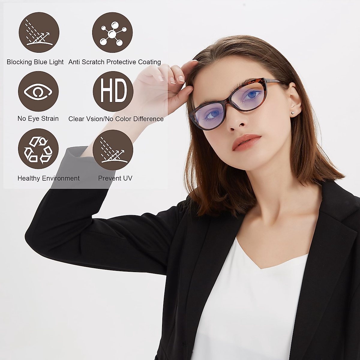 EYEURL 4 Pack Cat Eye Reading Glasses for Women, Blue Light Blocking Readers Lightweight Spring Hinge Anti Eyestrain UV Fashion Eyeglasses +2.50