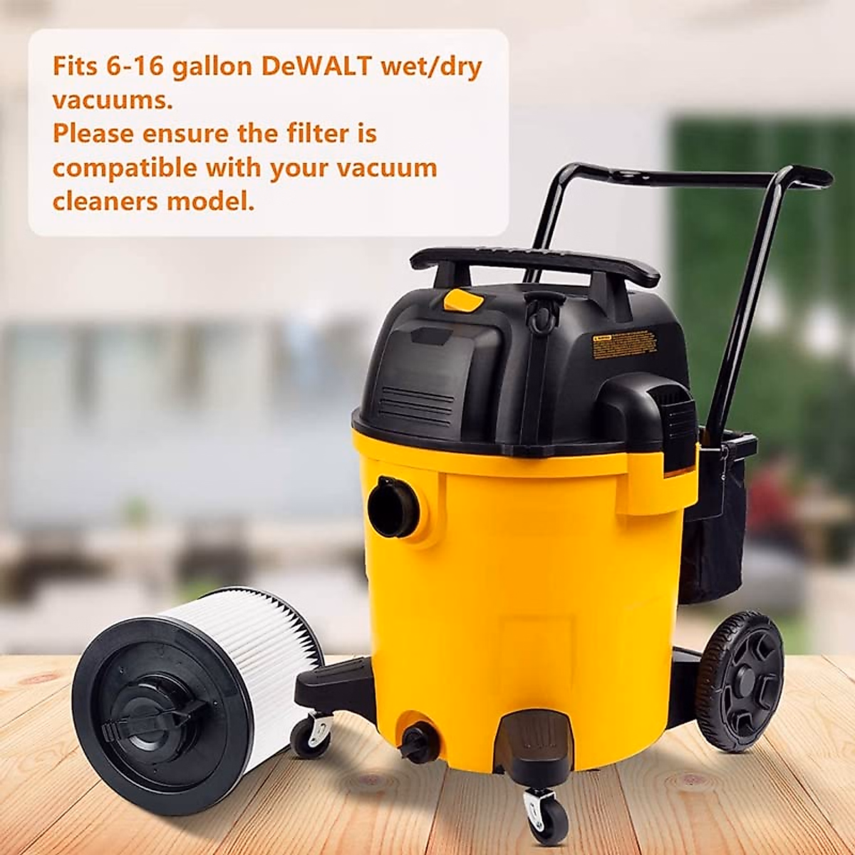 DXVC6910 HEPA Cartridge Filter Replacement Fit for DEWALT Wet/Dry Filter Vacuum Cleaners-Regular 6-16 Gallon, Compatible with DeWalt DXV06P DXV09P DXV10P DXV10PL DXV10SA DXV12P DXV14P DXV16P 2pcs