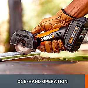 WORX 20V 3'' Cordless Mini Cutter WX801L.1 Compact Angle Grinder Tool w/ 2 Cutting Discs, 2.0Ah Battery & Charger Included