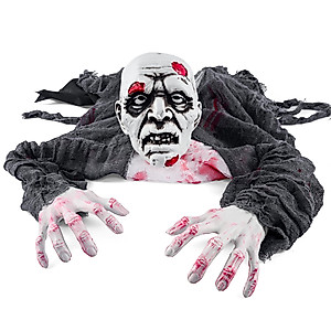 JOYIN Halloween Zombie Groundbreaker with Posable Arms, Hanging Groundbreaker Halloween Decorations Outdoor Zombie Skeleton Decor for Haunted House Outdoor, Lawn, Yard Décor
