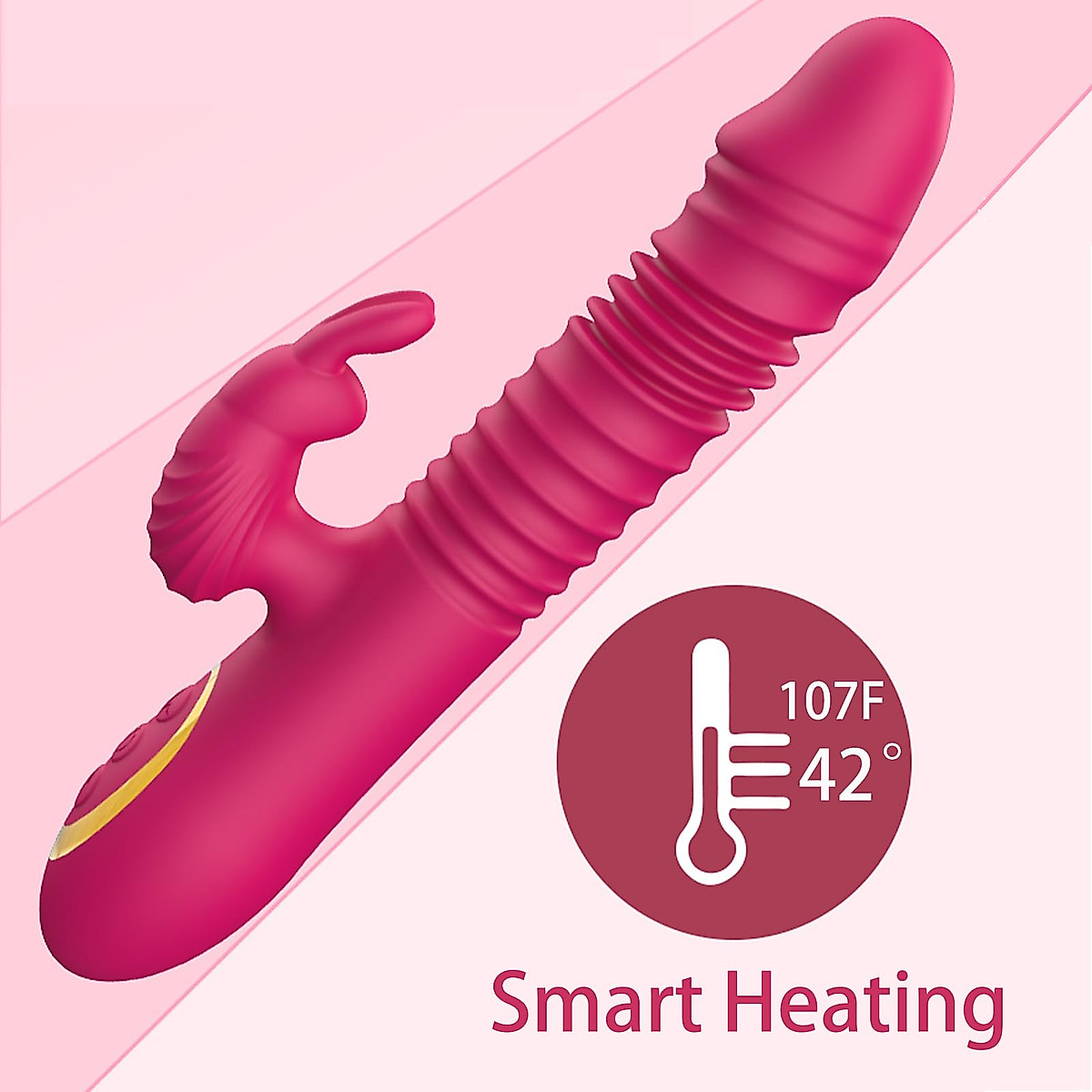 Thrusting Vibrator Dildo for Women - G Spot Rabbit Vibrator with 10 Vibration 10 Thrusting Modes, Vagina Vibrator for Clit Nipple Anal Stimulation, Rechargeable Adult Sex Toys