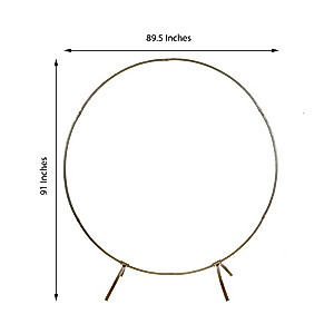 Efavormart 7.5 Ft Round Gold Metal Wedding Arch Photo Booth Backdrop Stand - 100 Lbs Capacity