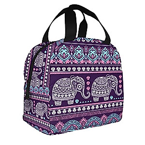 YouQu Tribal Ethnic Elephant Mandala Elephant Insulated Lunch Bag For Women, Men, Lunch Tote For Work