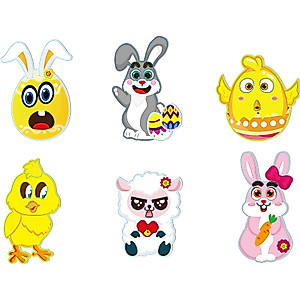 Aitsite 36pcs Easter Animal Stickers with Bunny, Chicken, Lamb Easter Egg Stickers, Kids DIY Easter Art and Craft Stickers for DIY Decorative Painting Stickers (36pcs Cute Rabbit)