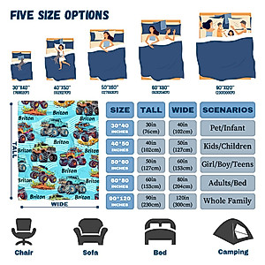 Personalized Car Blanket with Name for Boys, Customized Baby Blanket with Name for Boy, Soft Flannel Car Toddler Gifts for Christmas Birthday Memorial Day for Shower Children Bed 30"x40"