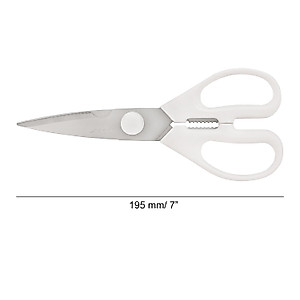 ARCOS Kitchen Take Apart Scissors 8 Inch Nitrum Stainless Steel and 195 mm blade. 154 gr. Ergonomic Polyoxymethylene POM Handle. Series Prochef. Smooth edge and stylish wooden handle. White Color