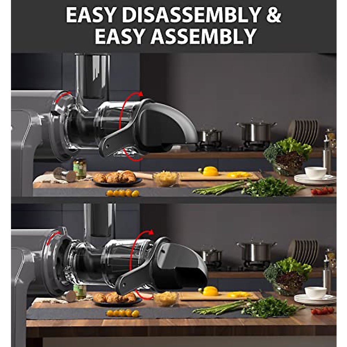 Juicer Machines, Fezen Slow Masticating Juicer Extractor, Cold Press Juicer with Two Speed Modes, Quiet Motor/Reverse Function, Higher Juice Yield Slow Juicer for Vegetables & Fruits, Easy to Clean
