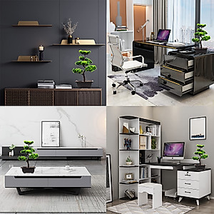 HinyoCo Artificial Large Plants Bonsai Pine Tree,Welcoming Pine Tree Potted Plant Ornament Plastic Simulation Fake Tree Bonsai Living Room Garden Office Shop Décor-11×15.5"