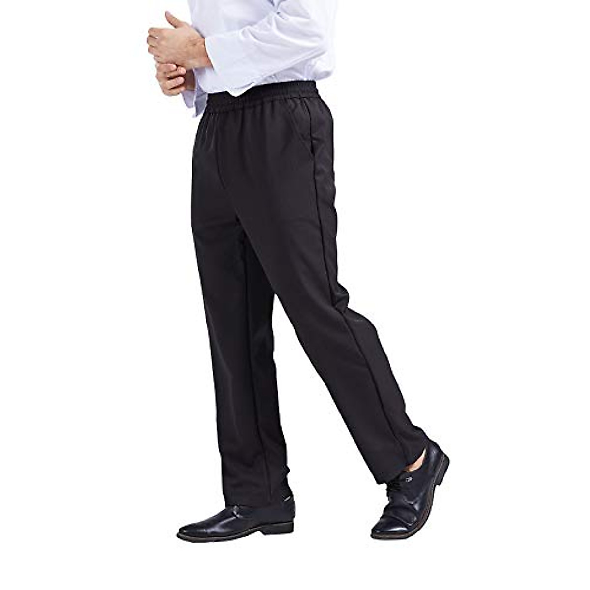 Nanxson Men's Baggy Chef Pants Restaurant Work Pants Elastic Waist with Pockets CFM2012 Black