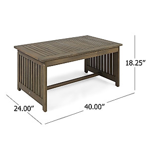 Christopher Knight Home Grace Outdoor Acacia Wood Coffee Table, Gray Finish