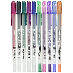 Sakura Pgb10c55 (Luxue-gold Pearl) & (Silver Shadow-silver Pearl) 10-piece Gelly Roll Blister Card Gel Ink Pen Set, 1.0 Mm, Assorted Colors