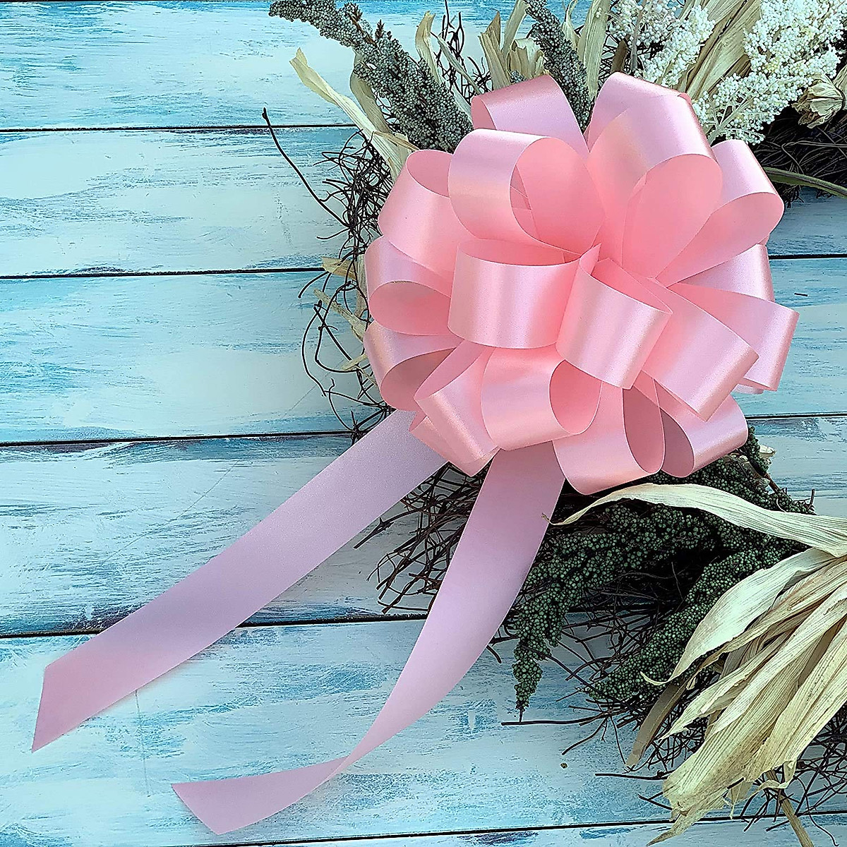 Baby Gender Reveal Pull Bows - 8" Wide, Set of 6, Party Decorative Ribbons in Blue and Pink It's a Boy, It's a Girl, Baby Shower, Mother's Day, Easter, Spring Decor, Birthday, Fundraiser, Office