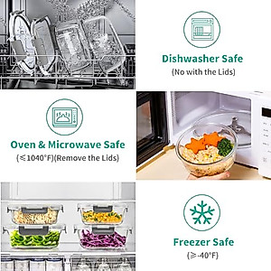 AMALEKO 17Set Glass Food Storage Containers with Lids Set, Leak-Proof Glass Meal Prep Containers BPA-Free, Airtight Containers for Food Storage, Lunch Containers for Office