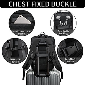 QOECI Waterproof Travel Backpack for Women Men, 44L Carry On Backpack with USB Charging Port, 17.3" Laptop Backpack, Personal Item Bag for Airlines Approved, Business Backpack Casual Daypack 1680D