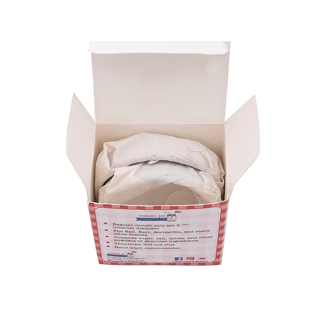 Sugar Dispensing Retro Style Stainless Steel Lids for Mason Jars (2 Pack, Regular Mouth)