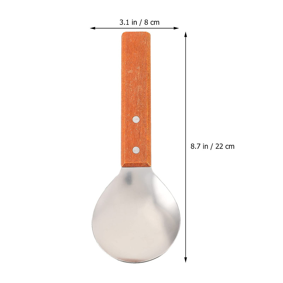 2Pcs Japanese Rice Spatula Versatile Non Stick Serving Spoon with Wood Handle Tofu Scoop Spoon for Home Kitchen Small