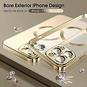 DOSNTO Magnetic Clear for iPhone 12 Pro Case with MagSafe [Integrated Camera Glass] [Original iPhone Exterior] Silicone Cover Slim Thin [Non-Yellowing] Anti-Fingerprint Scratch Wireless Charging