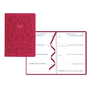 Letts of London Woodland Weekly Planner, 12 Months, January to December, 2024, A5 Size, 8.25" x 5.875", Multilingual, Pink (C082162-24)