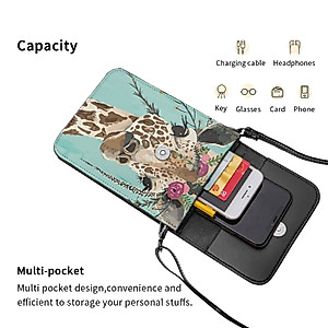 Wild Animal Giraffe Crossbody Cell Phone Bag cute Purse Bags with Shoulder Strap Holder Wallet For Women Handbag MINI Phone Bag Passport Purse Lightweight