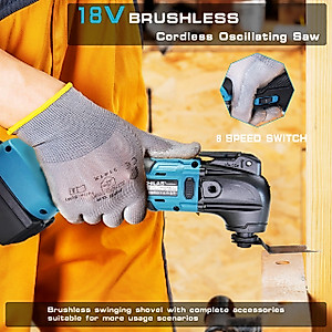 NICHILAS Oscillating Multi Tool for Makita 18V Battery, Brushless Motor 6 Speed Swinging Shovel, Sander (NO BATTERY)