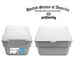 Petfamily Cat Litter Box, Large Foldable Jumbo Hooded with Transparent Lid,Grey