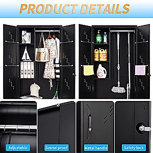 VASAAOSD 75" Garage Storage Cabinet,Shelves for Storage,Tool Cabinets for Garage,Storage & Organization,Storage for Garages,Tool Storage with Lock for Home Office Garage