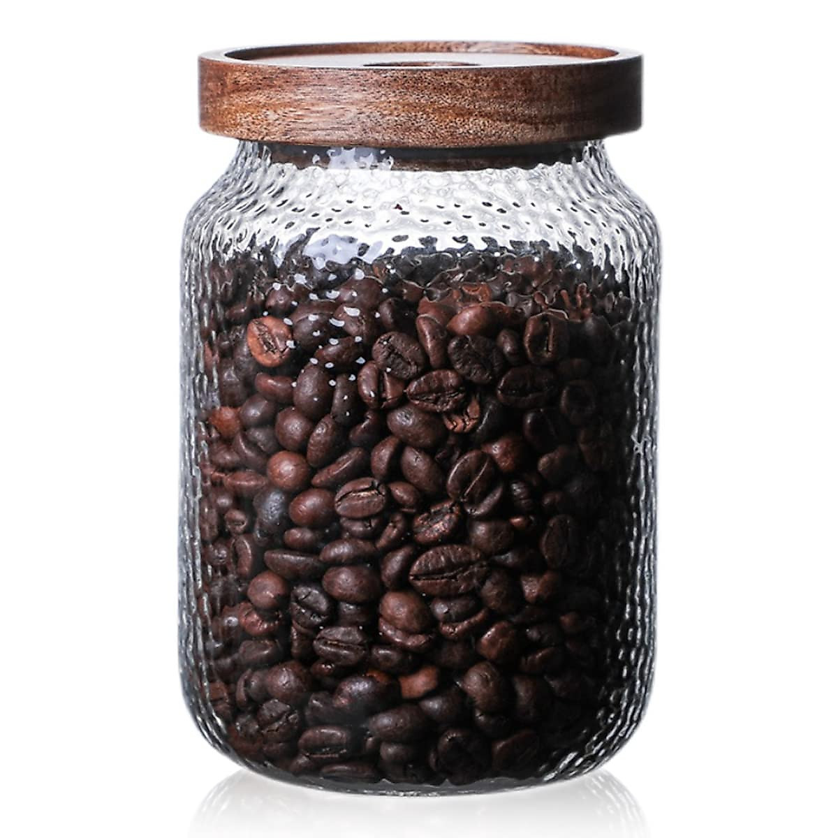 RareCi Glass Storage Jar, Food Storage Container with Airtight Bamboo Wooden Lid, Kitchen Canisters For Tea,Coffee Bean, Sugar, Candy, Cookie, Spice (500ml, 17 Ounce)