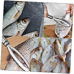 FUNOMOCYA 2pcs Fish Scaler Fish Scale Remover Household Cleaner Fish Descaling Tool Fish Scrapers Fish Cleaning Tools Fish Scale Scraper Fish Scale Cleaner Stainless Steel Silver