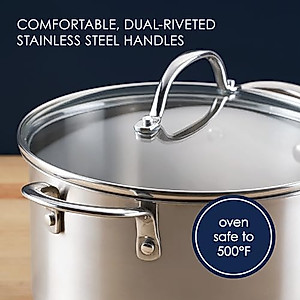 Rachael Ray Professional Stainless Steel Stockpot with Lid, Compatible with All Cooktops, Induction Ready, Dishwasher Safe, 6 Quart Stock Pot