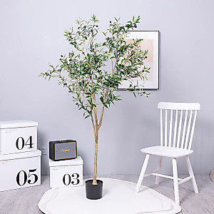 Hobyhoon Artificial Olive Tree, 6FT Tall Faux Silk Plant Artificial Tree in Potted Oliver Branch Leaves and Fruits for Modern Home Decor Indoor