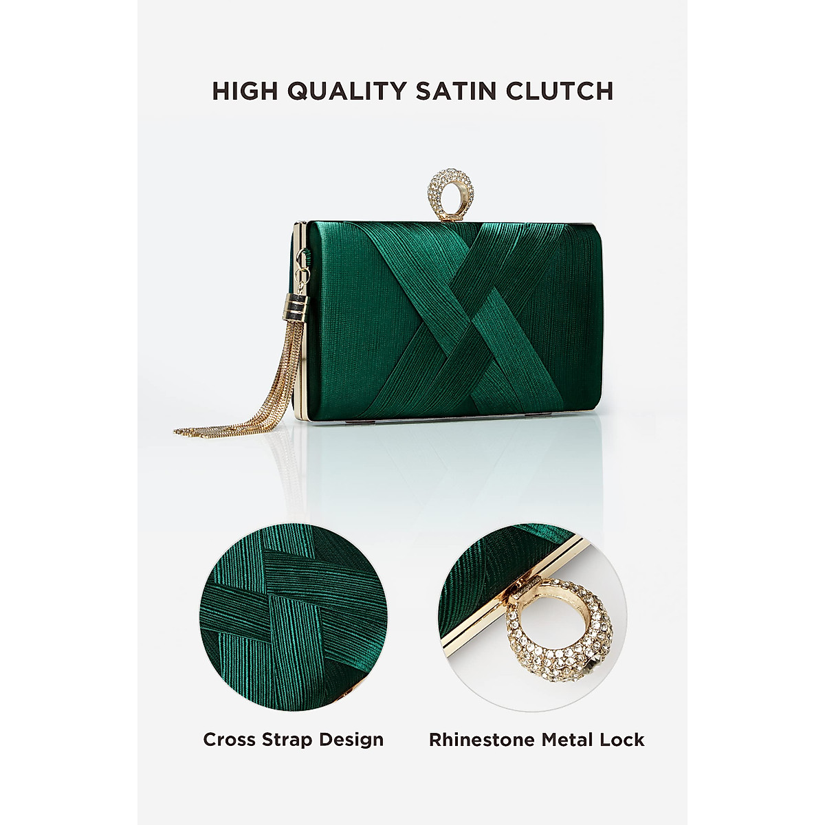 BABEYOND Clutch Purses for Women - Evening Bag Tassel Pendant Clutch for Bride Party Prom Wedding