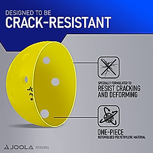 JOOLA Primo Pickleball Balls - 4 Pack of 3 Star Tournament Indoor and Outdoor Pickleball Balls - USAPA Approved - Ideally Weighted and Precision Crafted 40 Hole Design Pickleball Official Size