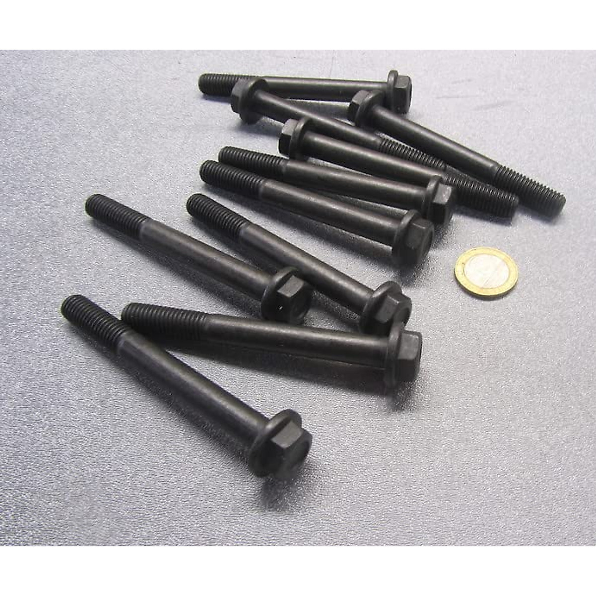 Class 10.9 Black Oxide Steel Flange Bolts M10 x 1.5 mm x 90 mm Long PT 10 pcs