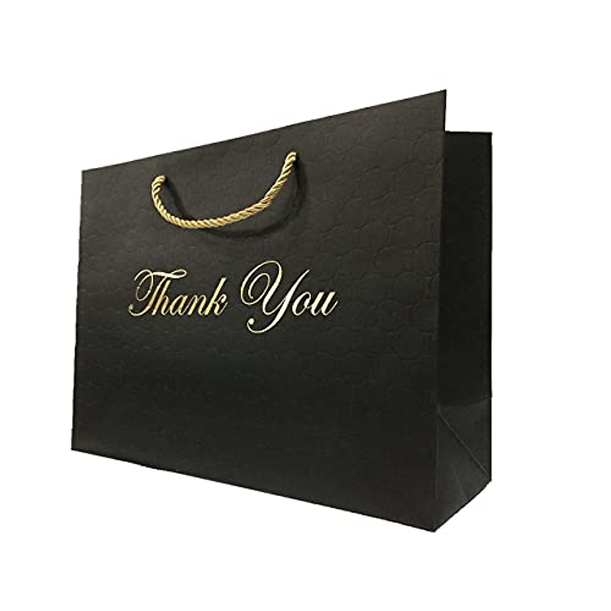 MODEENI Large Black Thank You Gift Bags Paper Shopping Bags with handles 13x10 Large Gift Bags 12 Pack Gold Foil Premium Quality Matte Embossed for Small Business 13x5x10