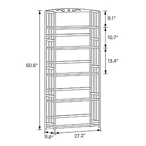 MoNiBloom Tall 5 Tier Bookshelf, Bamboo Multifunction Free-Standing Storage Bookcase Display Shelf Organizers for Living Romm Home Office Study Room, White