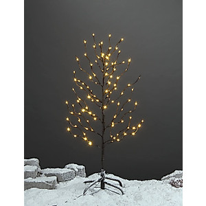 Lightshare Set of 3 Star Light Trees, Including 3 feet, 5 feet, and 6 feet, Warm White, Brown Branch