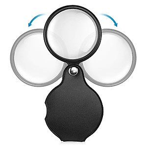 2PCS Upgrade 10X Small Magnifying Glasses for Kids/Senior, Pocket Magnifier for Reading/Close Work, Mini Folding Magnifying Magnify Glass with Protective Sheath, Ideal for Repairing/Hobby/Coins, 1.96"
