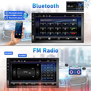 Double Din Car Stereo, in-Dash Car Radio with CarPlay/Android Auto Bluetooth 7 Inch HD Touchscreen Auto Radio with Backup Camera, FM/Mirror Link//TF/AUX/USB/Multimedia MP5 Player